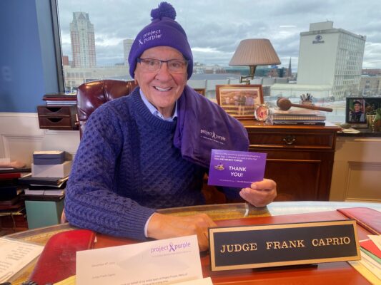 Judge Frank Caprio Receives Project Purple Blanket of Hope to Help With ...